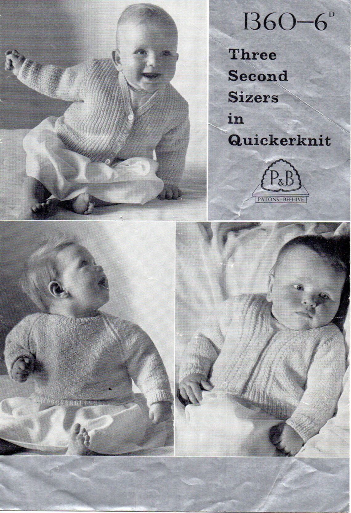 PDF Vintage Baby Knitting Pattern, Patons P&B 1360, Cardigans 6-12 ...
