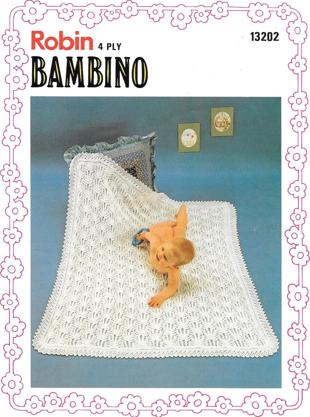 Vintage Robin 13202 Bambino Baby Shawl Knitting Pattern 4 Ply - Etsy