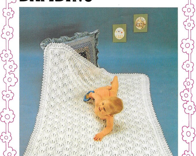 Vintage Robin 13202 Bambino Baby Shawl Knitting Pattern 4 Ply Blanket ...