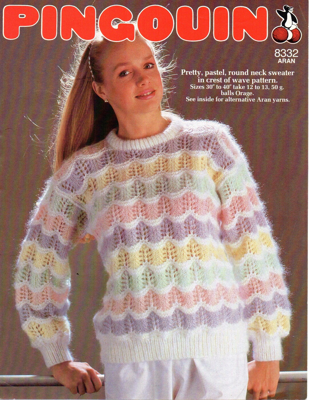 PDF Pingouin 8332 Aran Ladies/girls Vintage UK Knitting Pattern 30 40 ...