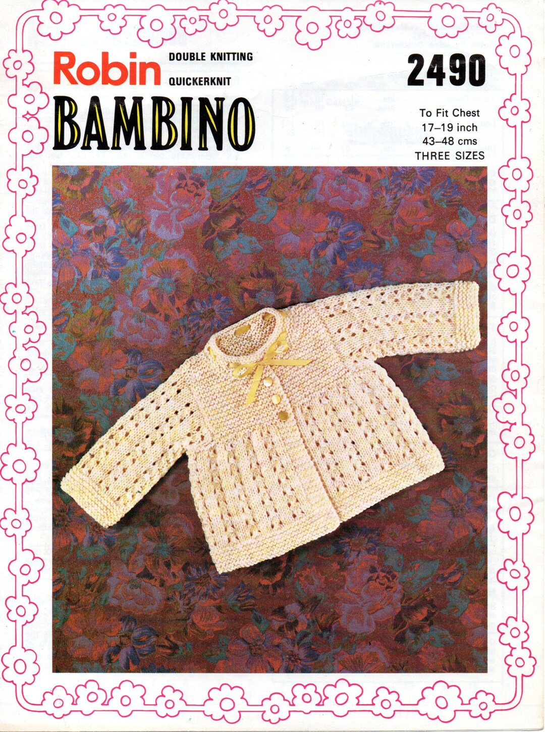 PDF Robin 2490 Vintage Knitting Pattern Baby Cardigan 17-19 6-12 Months ...
