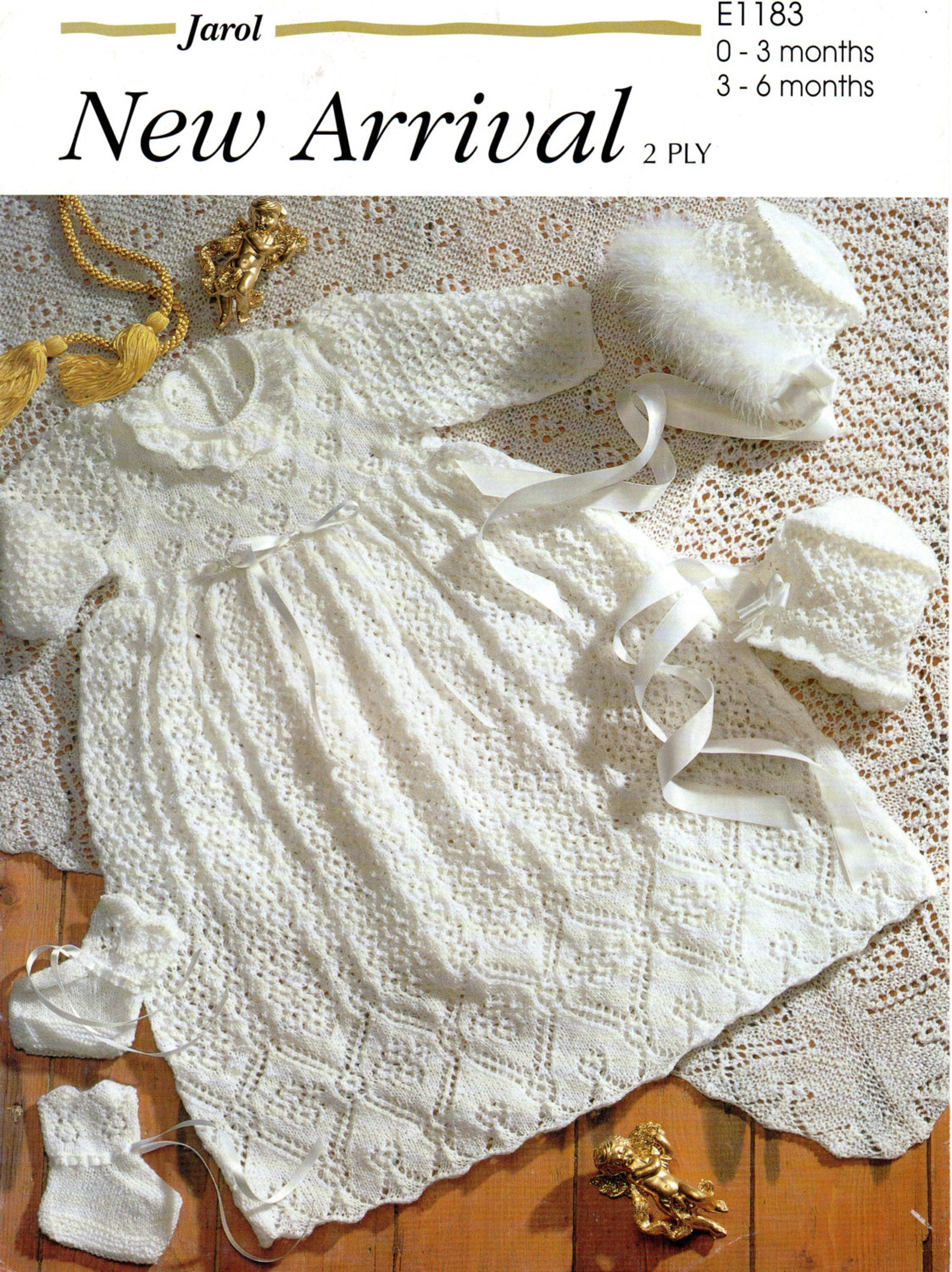 Jarol E1183 Vintage Christening Knitting Pattern, 2 Ply, 0-6 Months ...