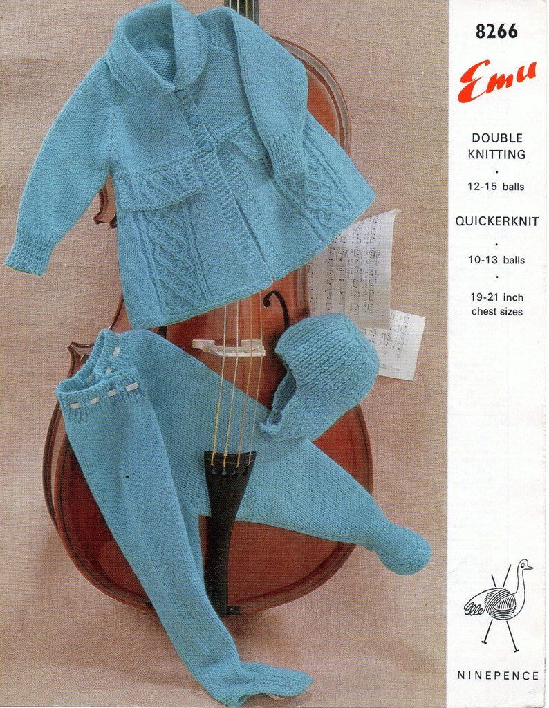 PDF Emu 8266 Pram Set Knitting Pattern Double Knitting DK - Etsy