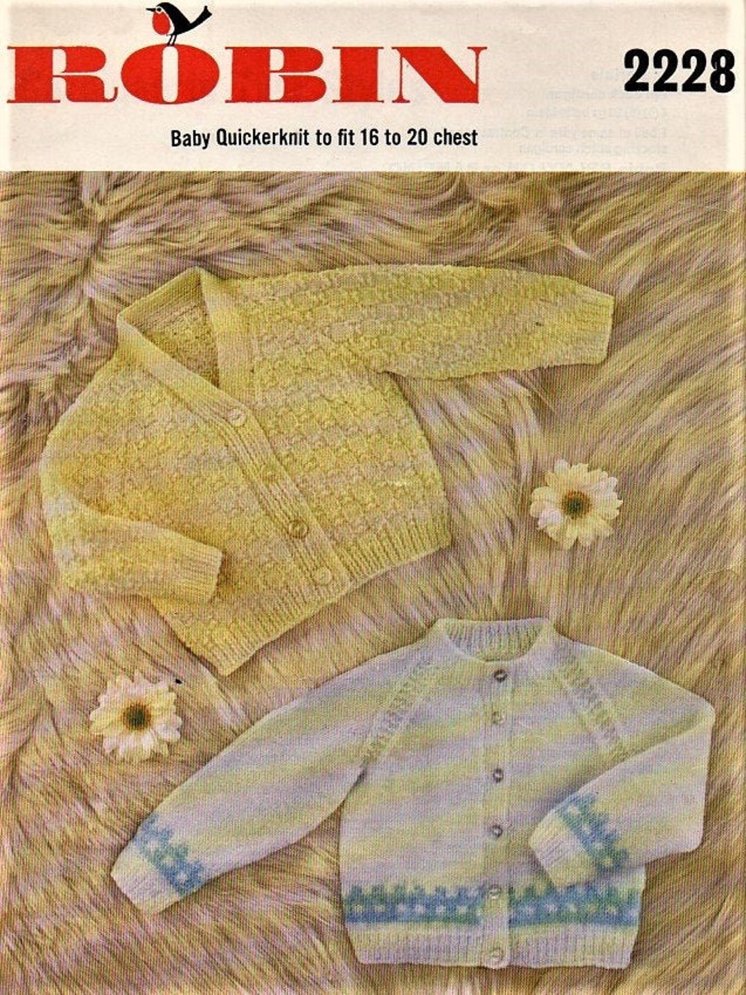 PDF Vintage Baby Knitting Pattern Robin 2228 Cardigans Boy Girl Instant ...
