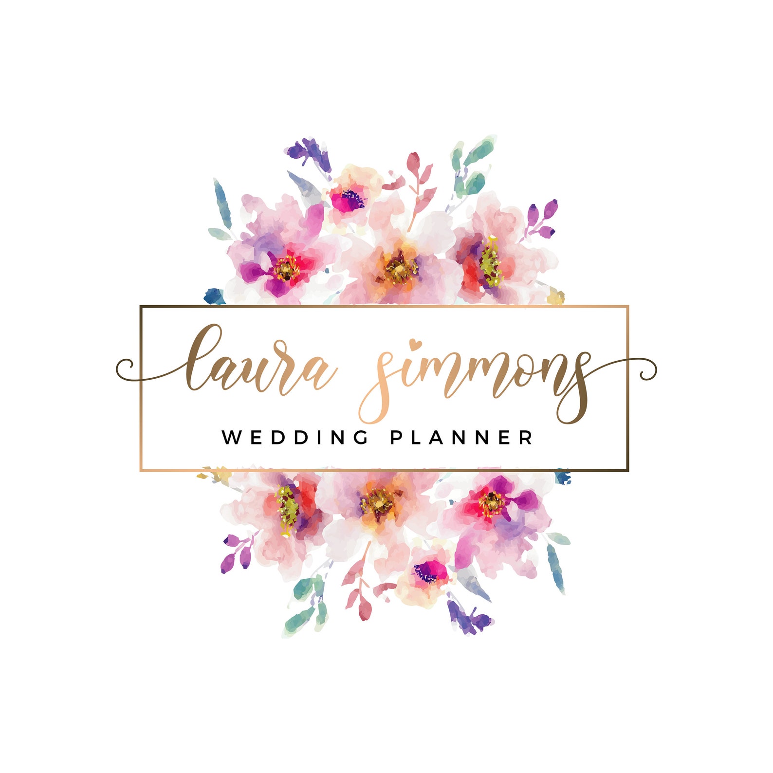 Wedding Planner Logo Watercolour Flowers Premade Logo Design - Etsy UK