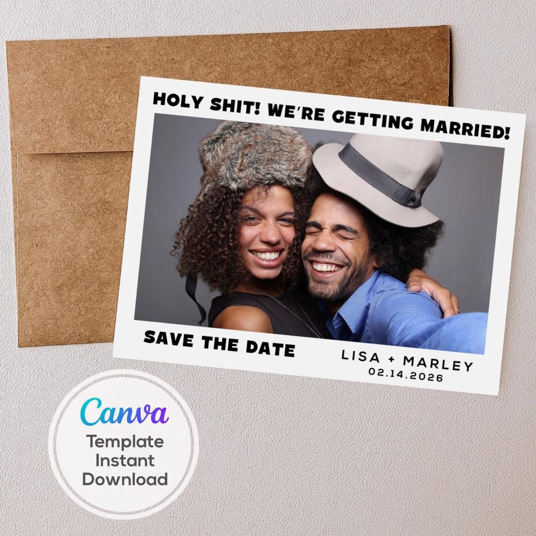 Funny Photo Save the Date Template, Editable Canva Design (digital ...