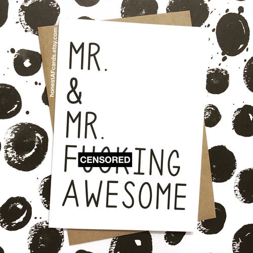 Gay Wedding Card Two Grooms Mister And Mister Same Sex Etsy