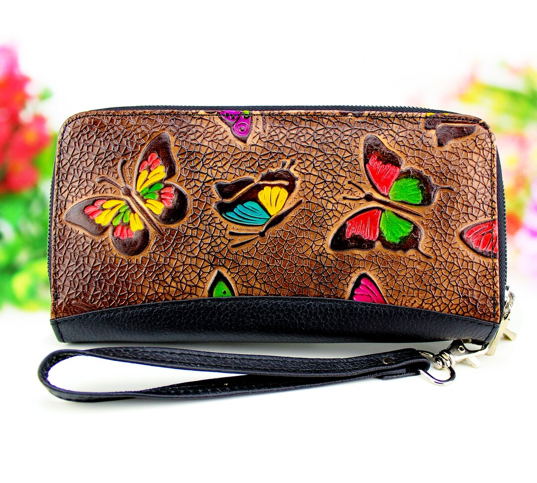 Women Wallets Double Zipper Leather Large Capacity - Etsy