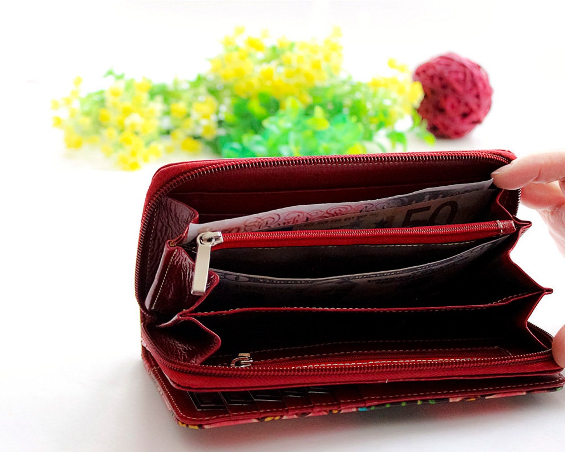 Genuine Leather Women Long Wallet Female Wallets Purse Card | Etsy