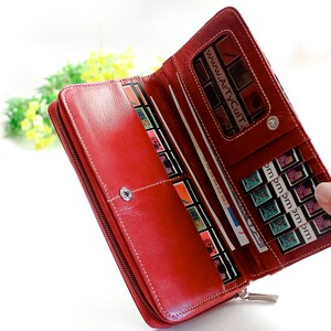 Genuine Leather Women Long Wallet Female Wallets Purse Card - Etsy