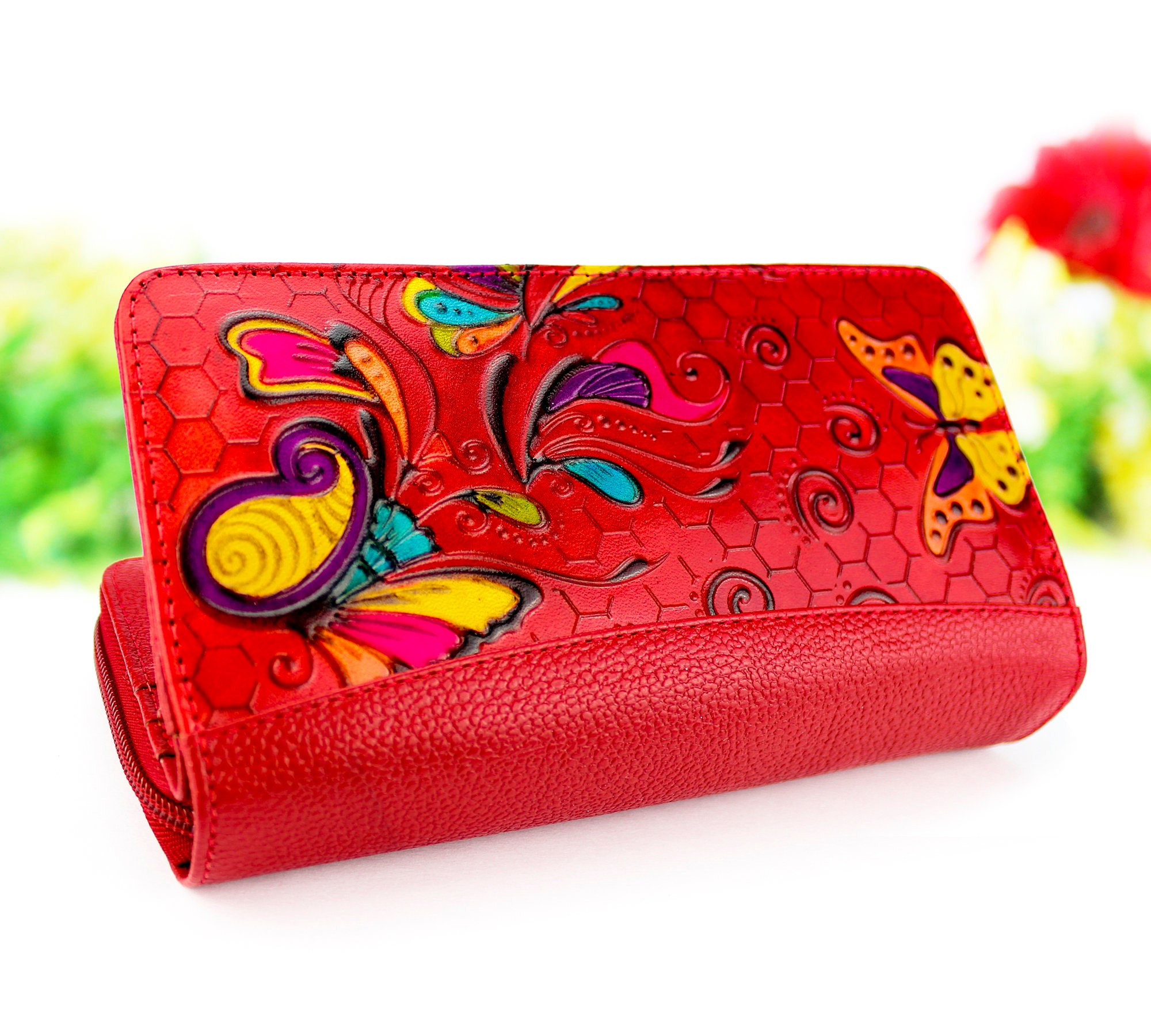 Genuine Leather Women Long Wallet Female Wallets Purse Card - Etsy