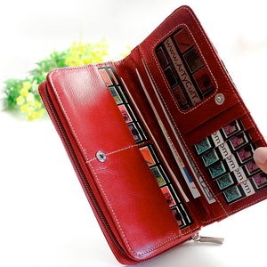 Women's Wallet, With Zipper Closure Women's Leather Wallet Red Color ...