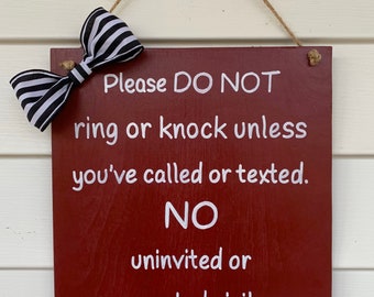 No Uninvited Sign - Etsy