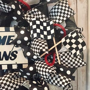 Racing Wreath, Race Car Wreath, Black White Wreath, Race Car Decor ...