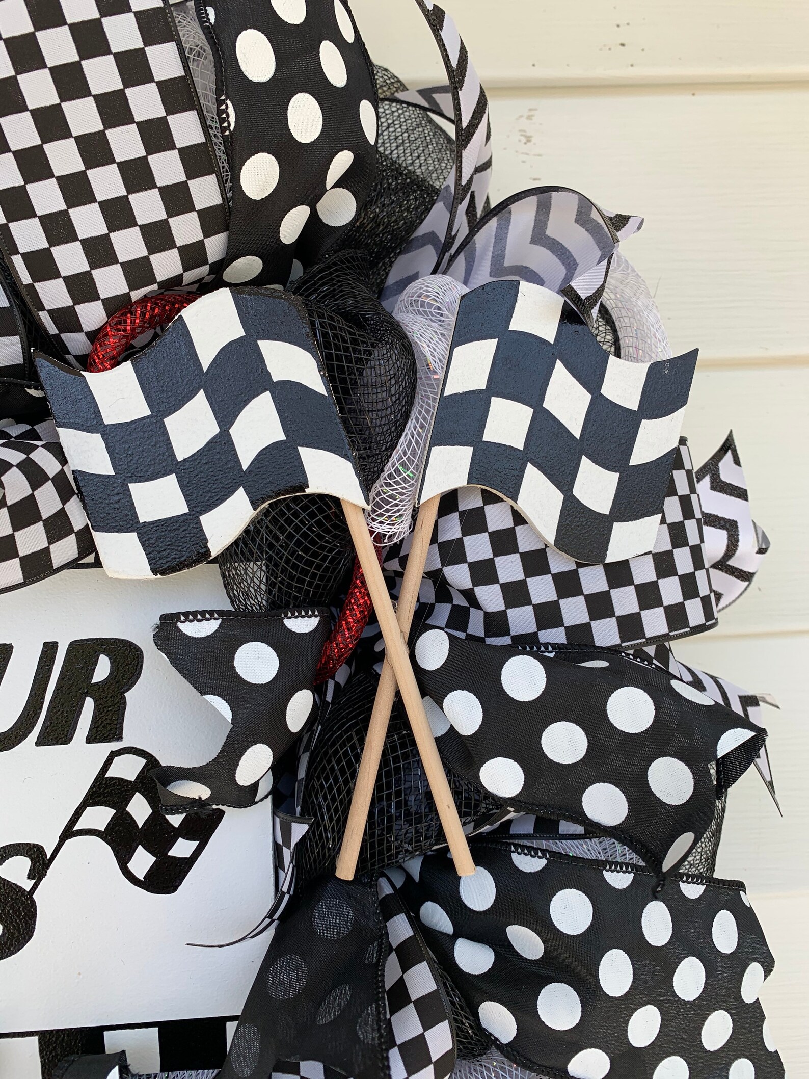 Racing Wreath, Race Car Wreath, Checkered Flag Wreath, Start Your ...