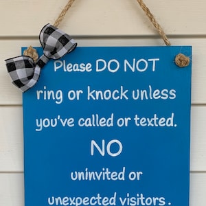 No Visitors Sign, Social Distancing Sign, Go Away Sign, No Unexpected ...