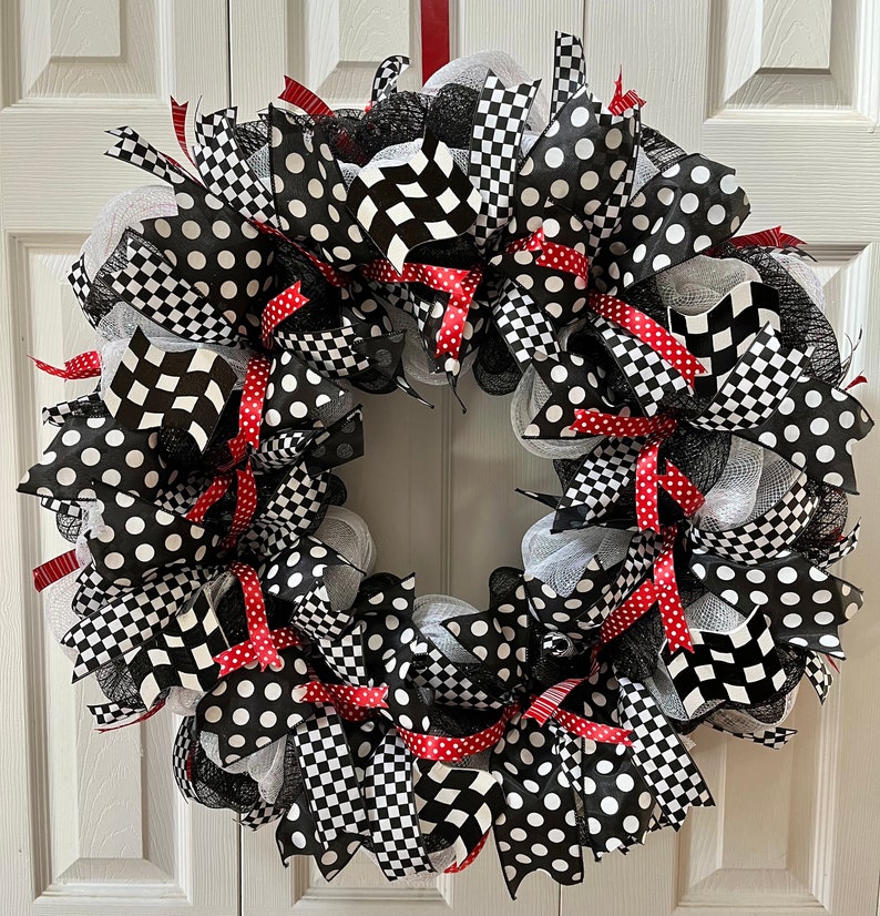 Racing Wreath, Racing Decor, Race Car Wreath, Checkered Flag Wreath ...