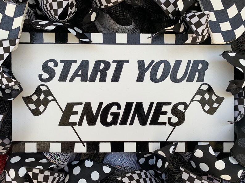 Racing Wreath, Race Car Wreath, Checkered Flag Wreath, Start Your ...