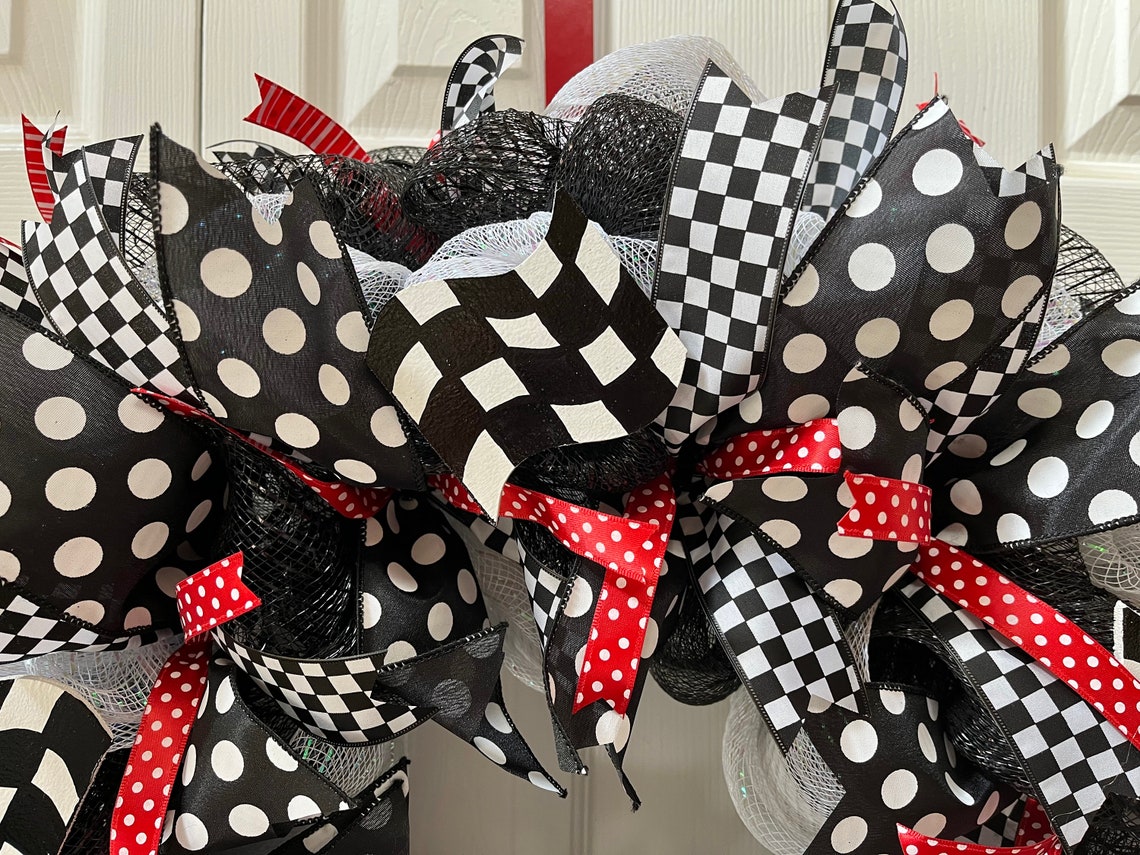 Racing Wreath, Racing Decor, Race Car Wreath, Checkered Flag Wreath ...
