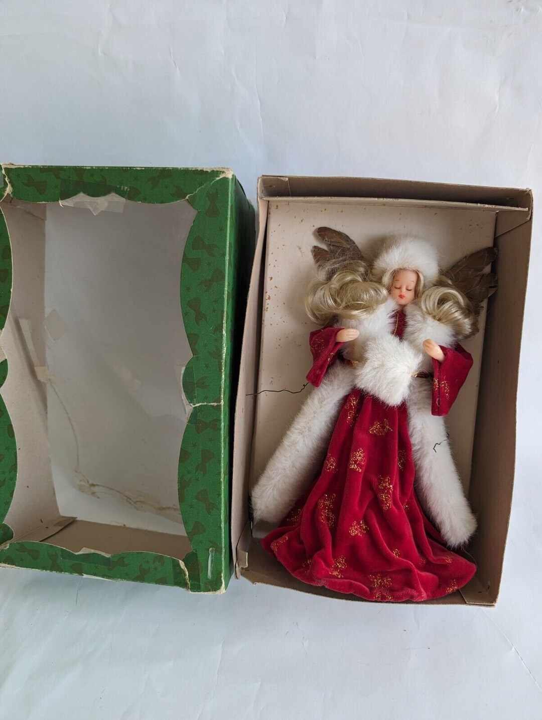 Antique German Wax Angel Tree Topper Embroidered Dress Fur Hat W/box - Etsy