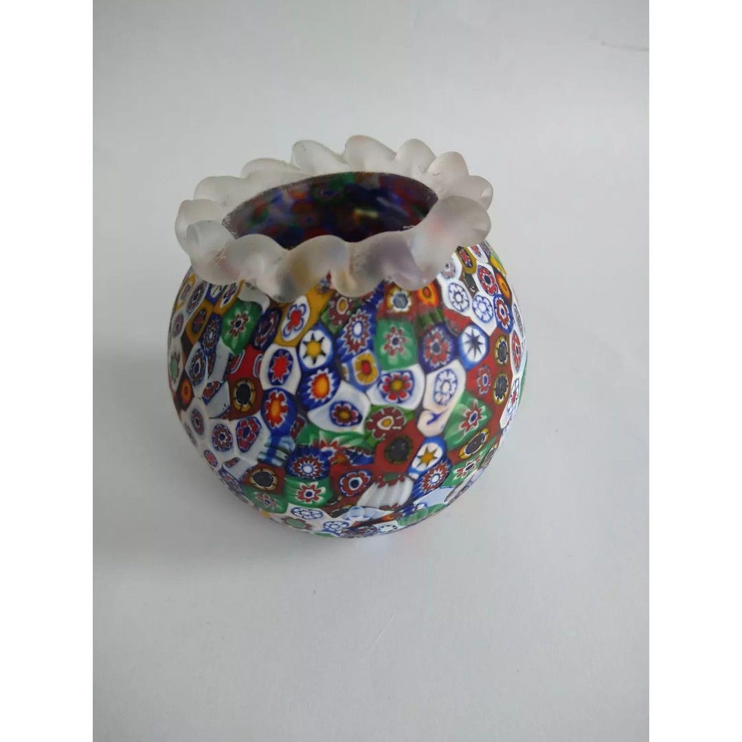 Vintage Italian MURANO Venetian Blown Glass Millefiori Vase Original ...