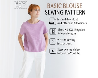 Linen Tank Top Printable PDF, Linen Basic Blouse, Easy to Sew, Womens ...