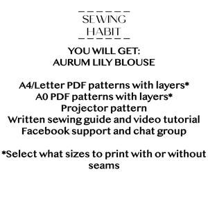 Kimono Blouse Sewing Pattern - Aurum Lily, Printable PDF, XS-6L Sizes ...