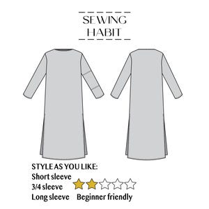 Long Dress Sewing Pattern for Women, With Slits, Shift Linen Dress, PDF ...
