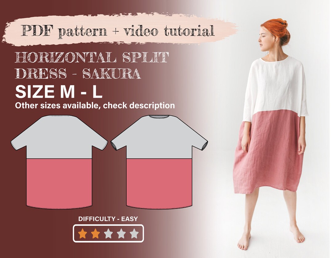 Kimono Pdf Pattern SAKURA, M-L Size, Linen Dress, Instant Download ...