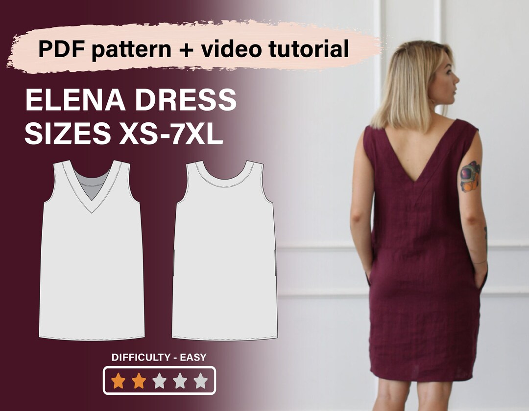 Linen Dress Pattern for Women, Open Back Dress Pattern, Sleeveless ...