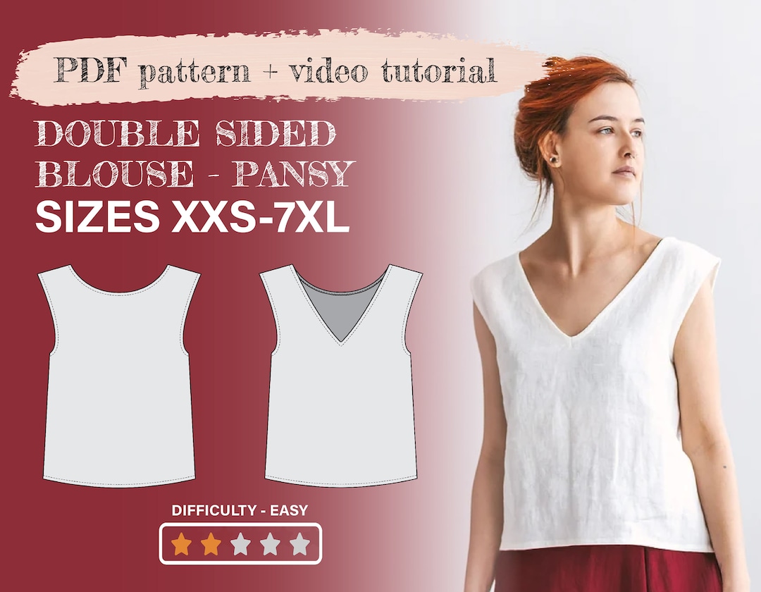 Linen Tank Top Printable PDF, Linen Basic Blouse, Easy to Sew, Womens ...