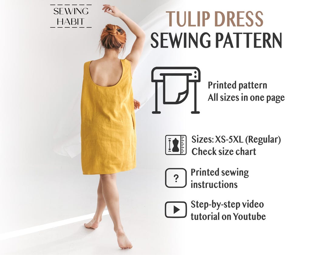 Dress Paper Sewing Pattern, for Women, Printed Pattern, Midi Sleeveless ...