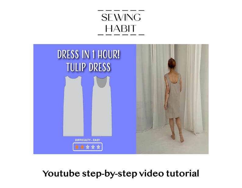 Shift Linen Dress Pattern for Women, TULIP, Midi Sleeveless Shift Dress ...