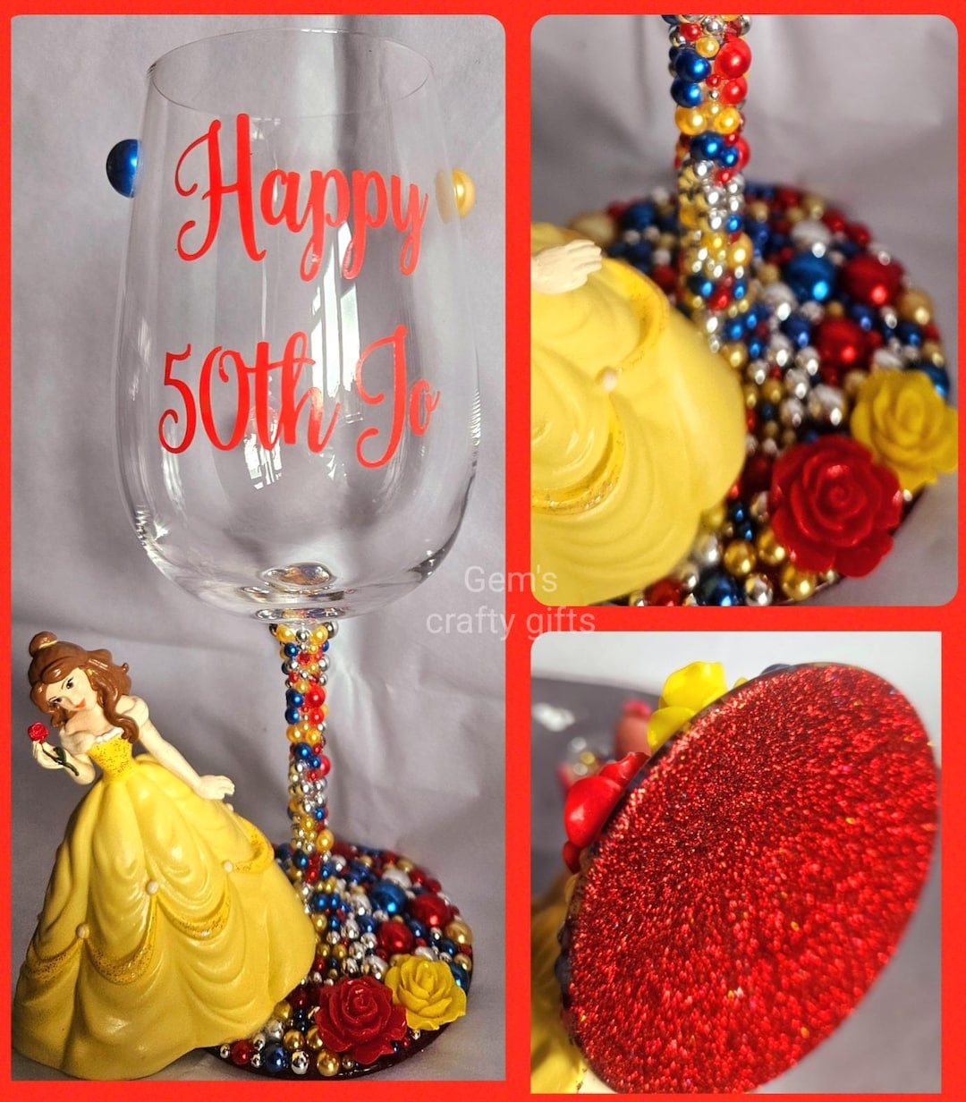 Belle Wine Glass, Belle Glass, Beauty and the Beast, Belle Gift, Disney ...
