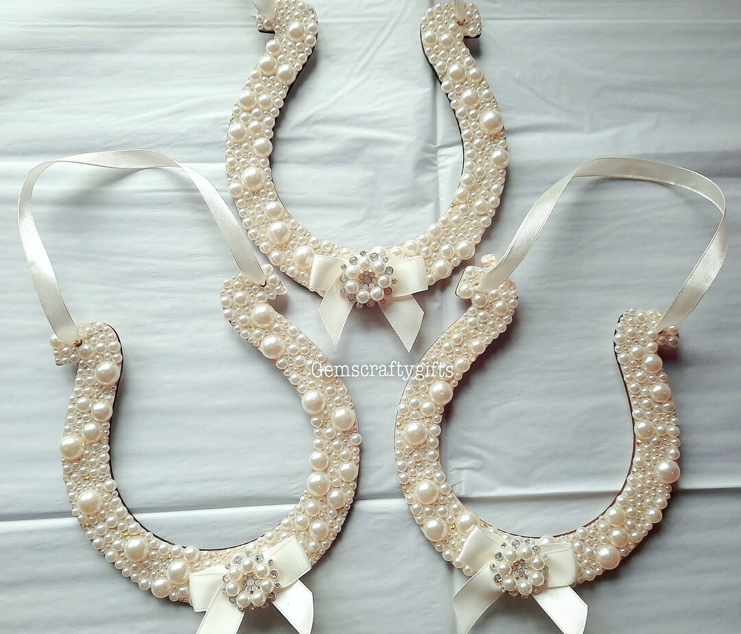 Double Sided Pearl Horseshoe, Lucky Horseshoe, Pearl Wedding Horseshoe ...