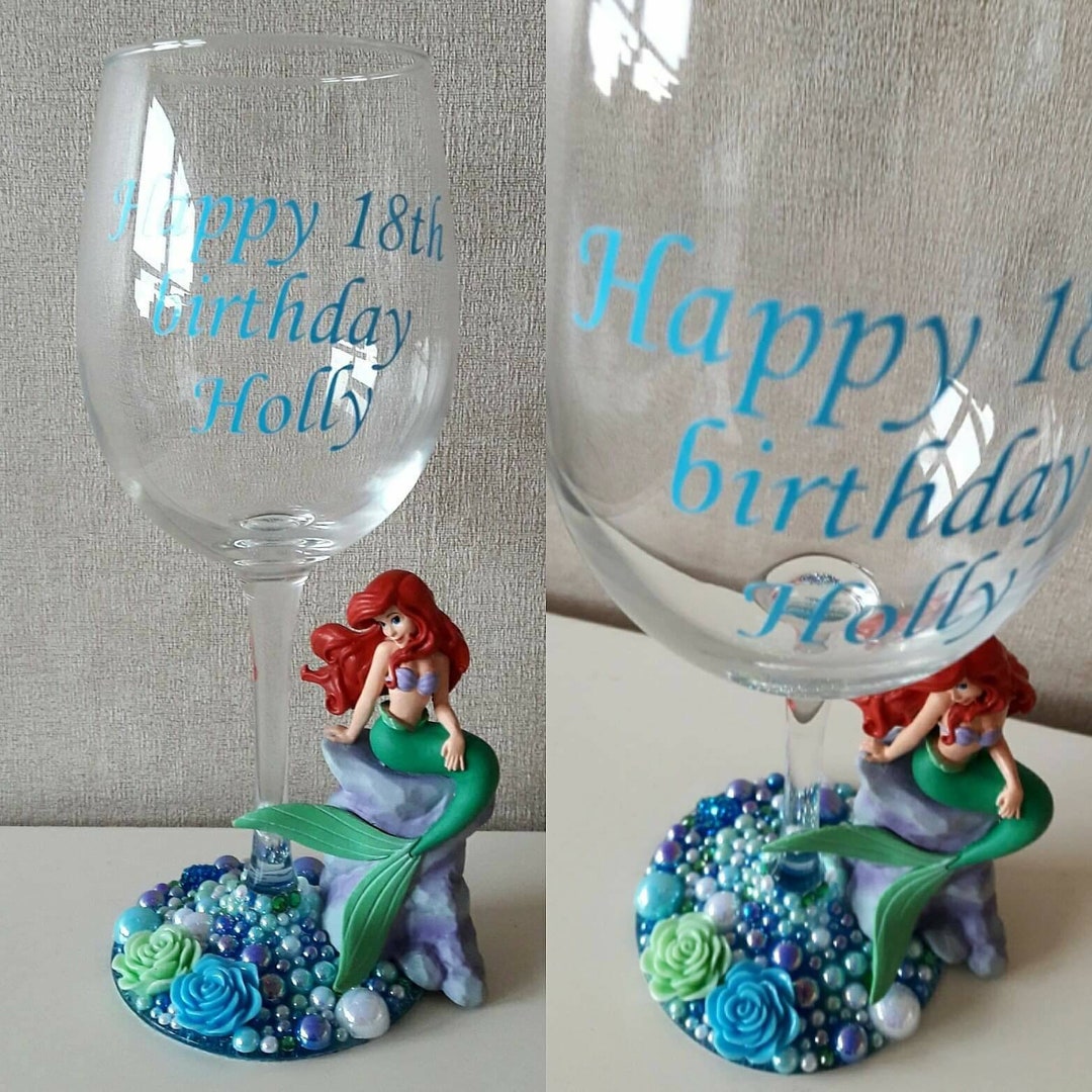 Personalised Little Mermaid Glass, the Little Mermaid, Ariel Glass, the ...