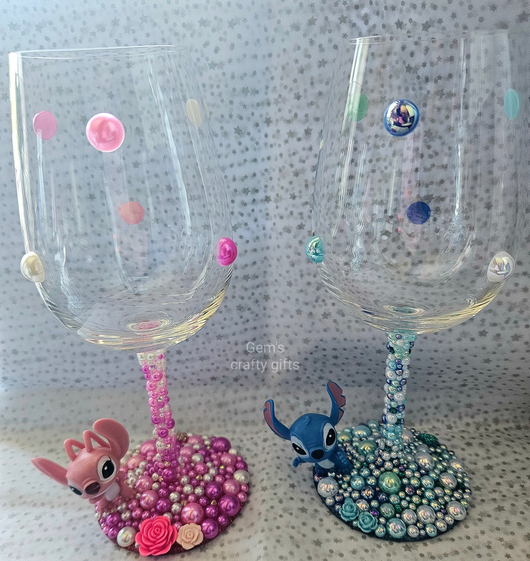 Stitch and Angel Wine Glass, Couple Gift, Stitch Gift, Lilo and Stitch ...