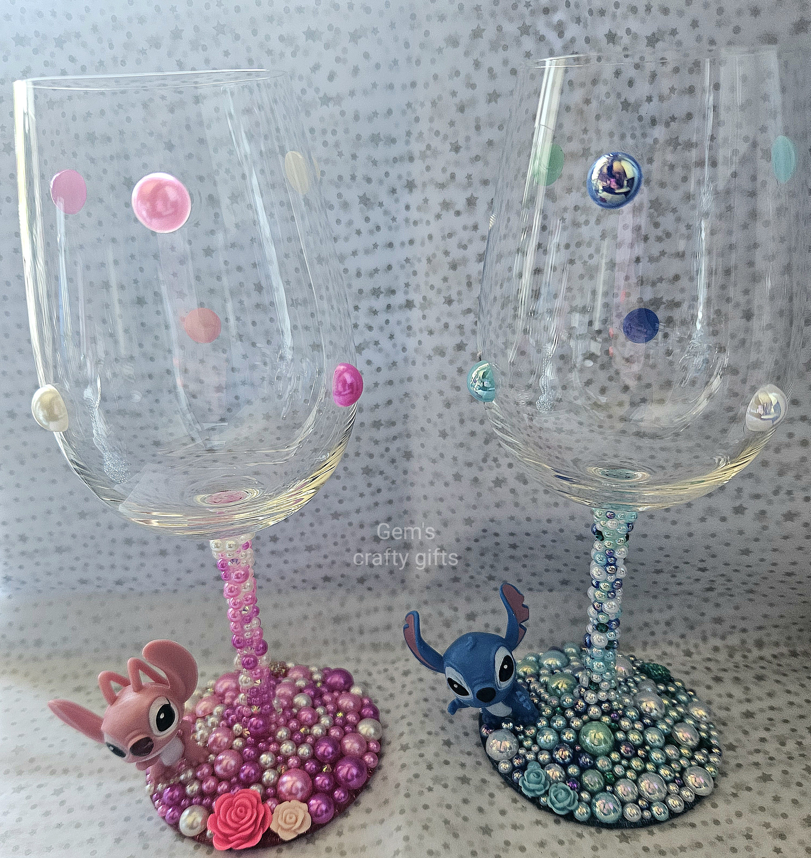 Stitch and Angel Wine Glass, Sold Separately, Couple Gift, Stitch Gift ...