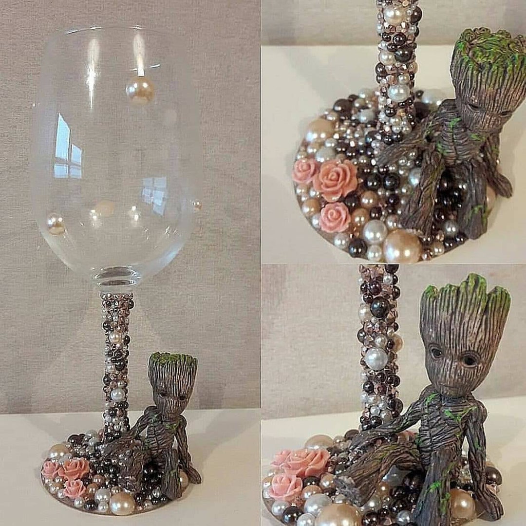 Baby Groot Wine Glass, Groot Glass, Guardians of the Galaxy, Groot Gift ...