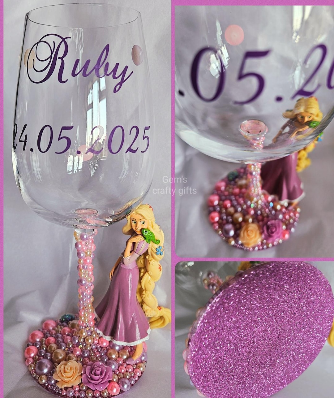 Rapunzel Wine Glass, Rapunzel Gift, Rapunzel Glass, Character Wine ...