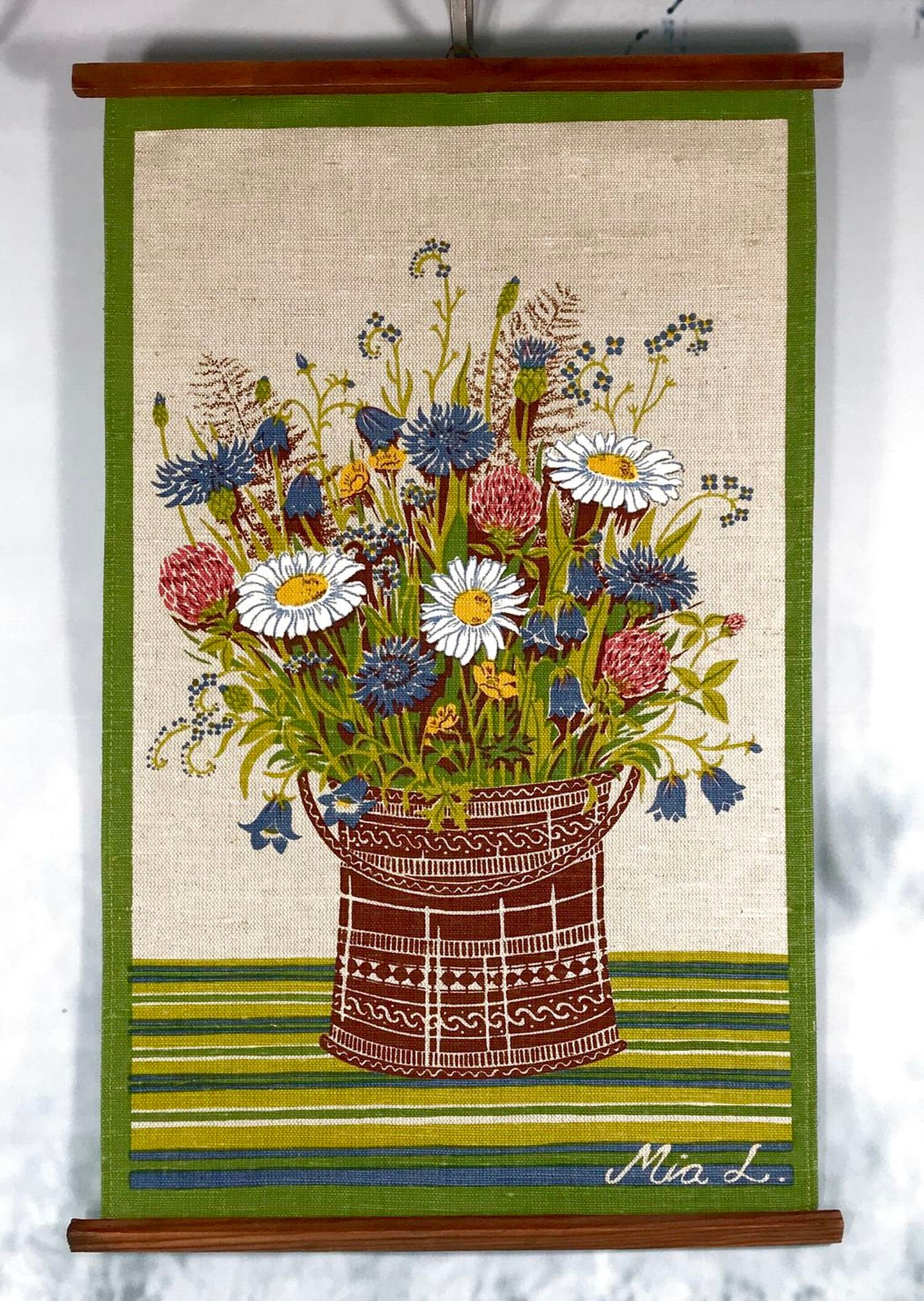 Vintage 60's 70's Froso Handtryck Flower Tablecloth Swedish Folk Art ...
