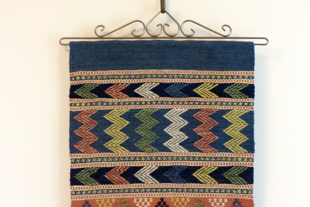 Handwoven Wall Hanging in Rosepath Technique| Swedish Wool Weaving| Rustic Scandinavian Fiber ...