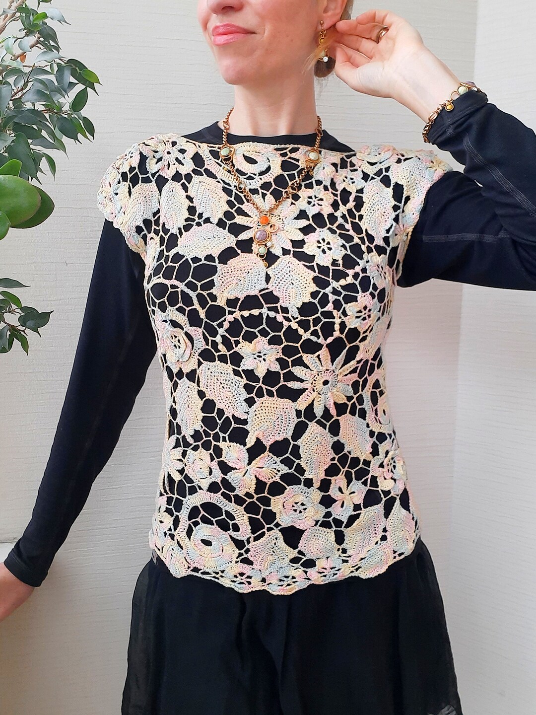 CROCHET Women TEE Top Cover up Pattern Pdf - Summer ANTIQUE Lace Blouse ...