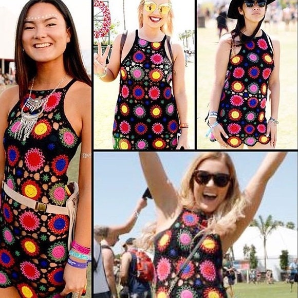 GRANNY SQUARE Crochet FESTIVAL Dress Pattern Pdf - Rainbow Boho Robe ...