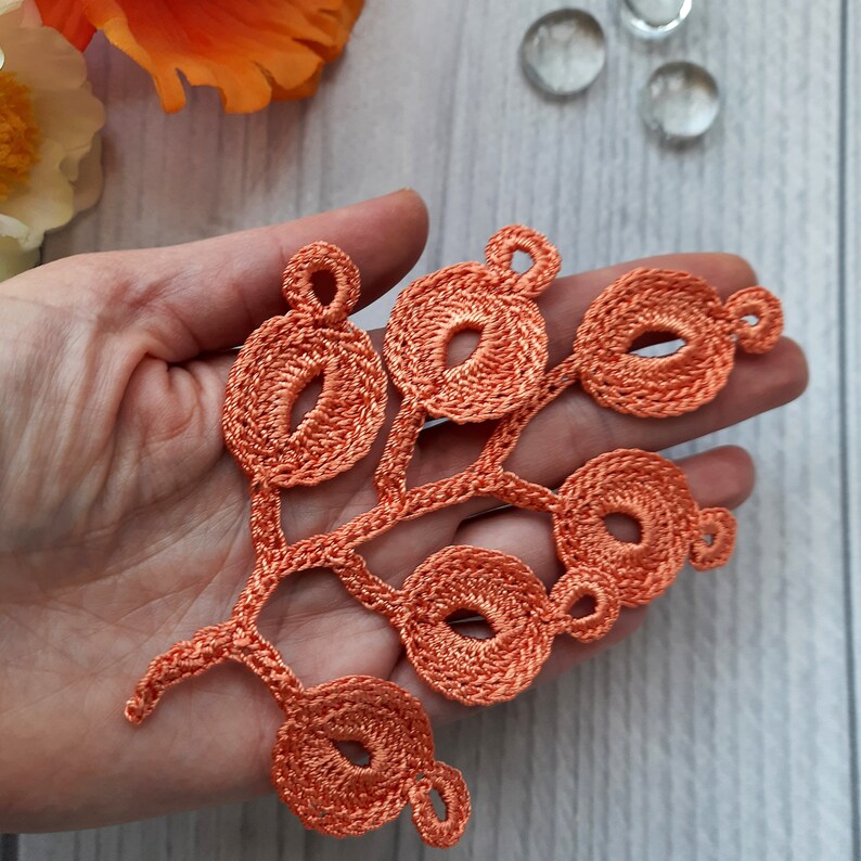 Easy Crochet Branch With Leaves Applique Pattern - LACE Leaf BROOCH Pdf ...
