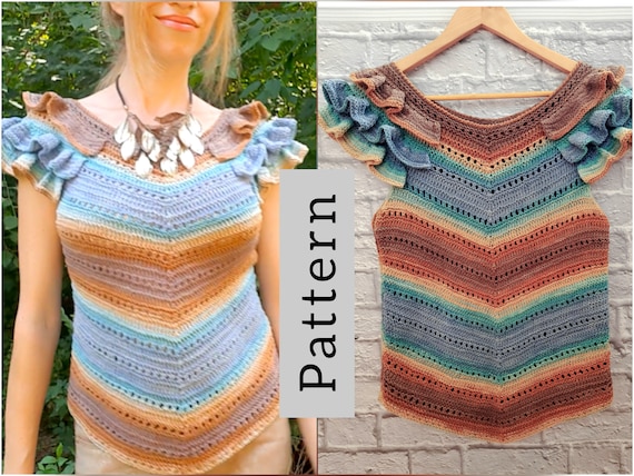 RAINBOW Summer KNIT TOP Pattern Pdf Digital Lace Tank Boho - Etsy