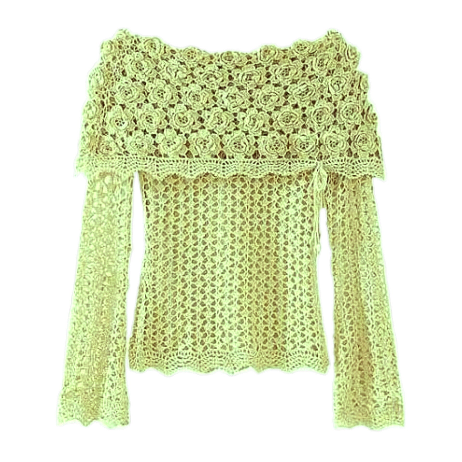 Crochet LACE BLOUSE Sweater Pattern Long Sleeve - Summer TOP Pullover ...