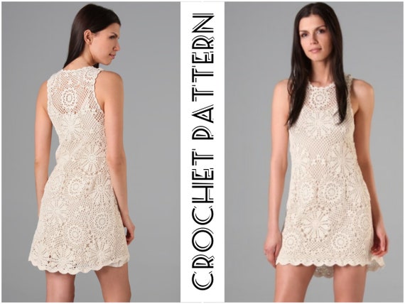 CROCHET Lace Cover up MINI Dress PATTERN Pdf Mesh Sundress - Etsy