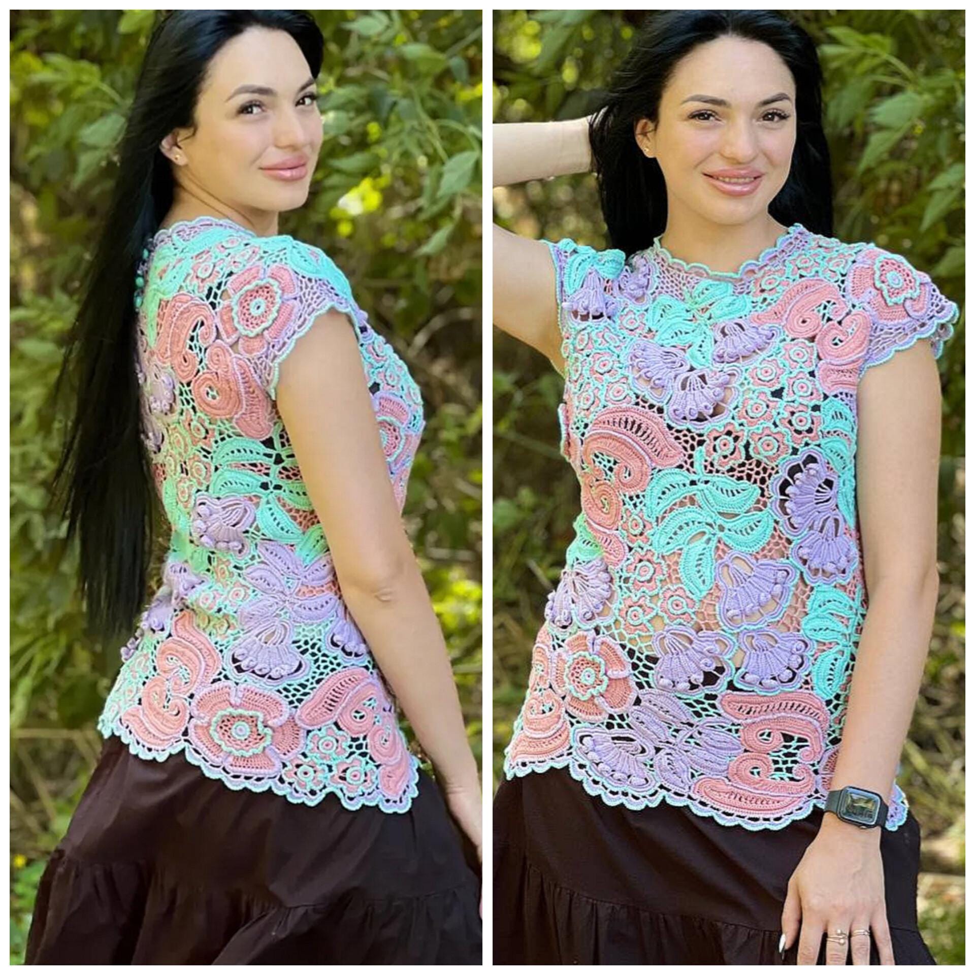Lace CROCHET Blouse Pattern Pdf - IRISH Summer Top - ANTIQUE Shirt ...