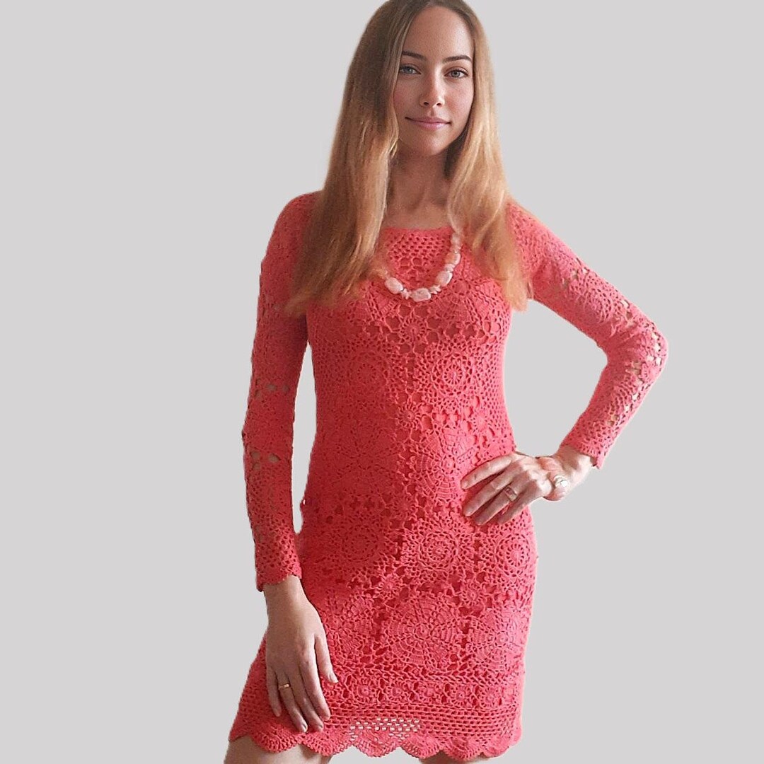 Crochet Lace Sheer Dress Pattern - Sexy Mini Beach Dress, PDF Digital ...